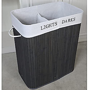 Large Laundry Hamper,Clothes Hamper with 2 Removable Liner Bags,X-Large Laundry Basket Collapsible Laundry Hamper,Grey