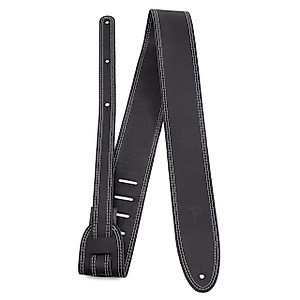 Perri's Leather Ltd. - Double Stitched Leather Strap - Adjustable Strap from 41" to 56" for Electric, Acoustic, Bass Guitars - for Kids & Adults - Black (BDS-175)