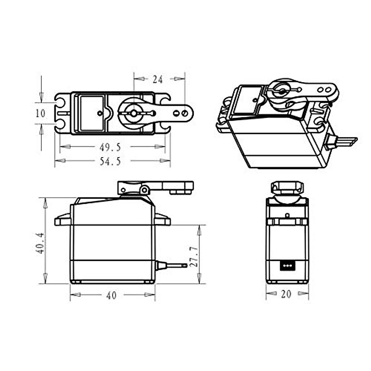 4 Sets DS3218 Update servo 20KG Full Metal Gear 25T Servo Arm Digital Servo Waterproof for Mechanical arm Fittings Baja Cars RC Cars,Control Angle 180