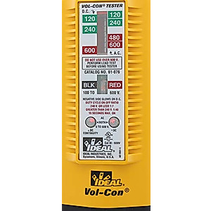IDEAL INDUSTRIES INC. 61-076 Vol-Con Solenoid Voltage Tester with Vibration Mode, AC/DC Voltage Level Testing, CATIII for 600v, Yellow