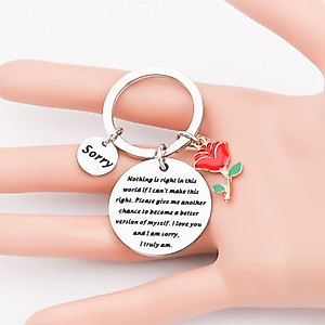 UJIMS Apology Gift Sorry Keychain with Roses Charm I Love You And I Am Sorry for Him Her Forgive Me Jewelry (Apology Keychain)