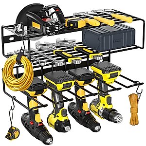 KUUKIKV Power tool Organizer Wall Mount for Tool Storage, Sturdy Power Tool Organizer and Storage, Cordless Power Tool Storage Rack, No Assembly 3 Layer Duty Drill Holder for Garage Storage Workshop