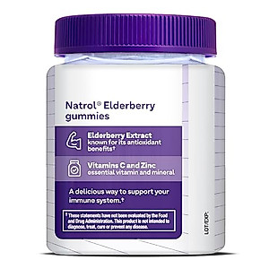 Natrol Elderberry 100mg Gummies for Immune Health Support, 60 Berry-Flavored Gummies, 30 Day Supply