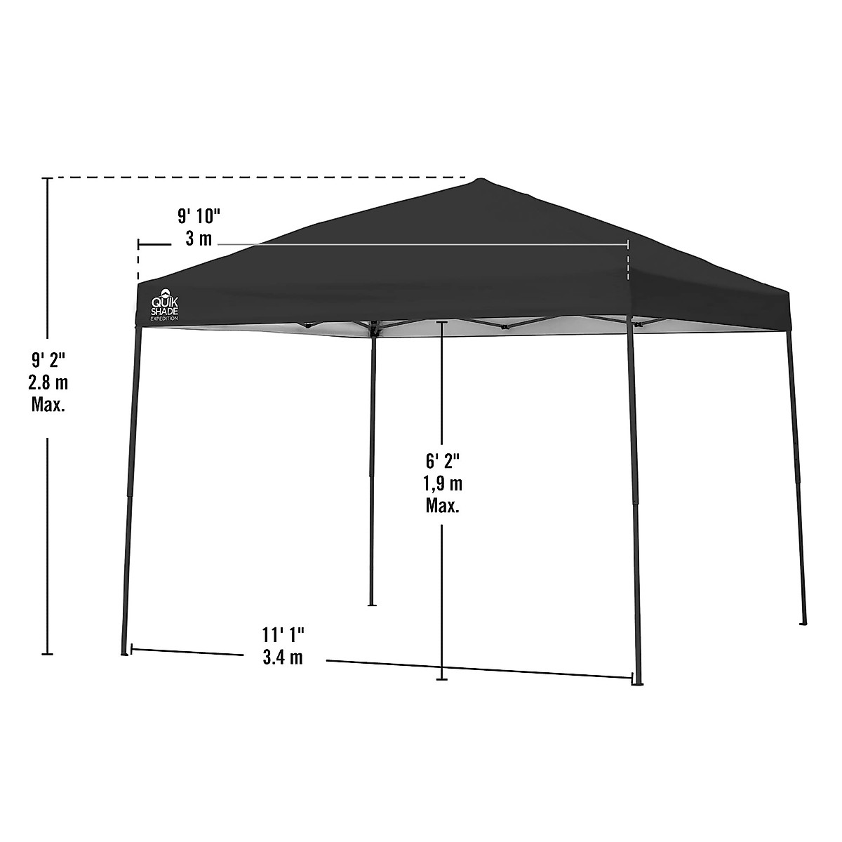 Quik Shade 10' x 10' Expedition 100 Square Feet of Shade Straight Leg Base Outdoor Pop-Up Canopy - White