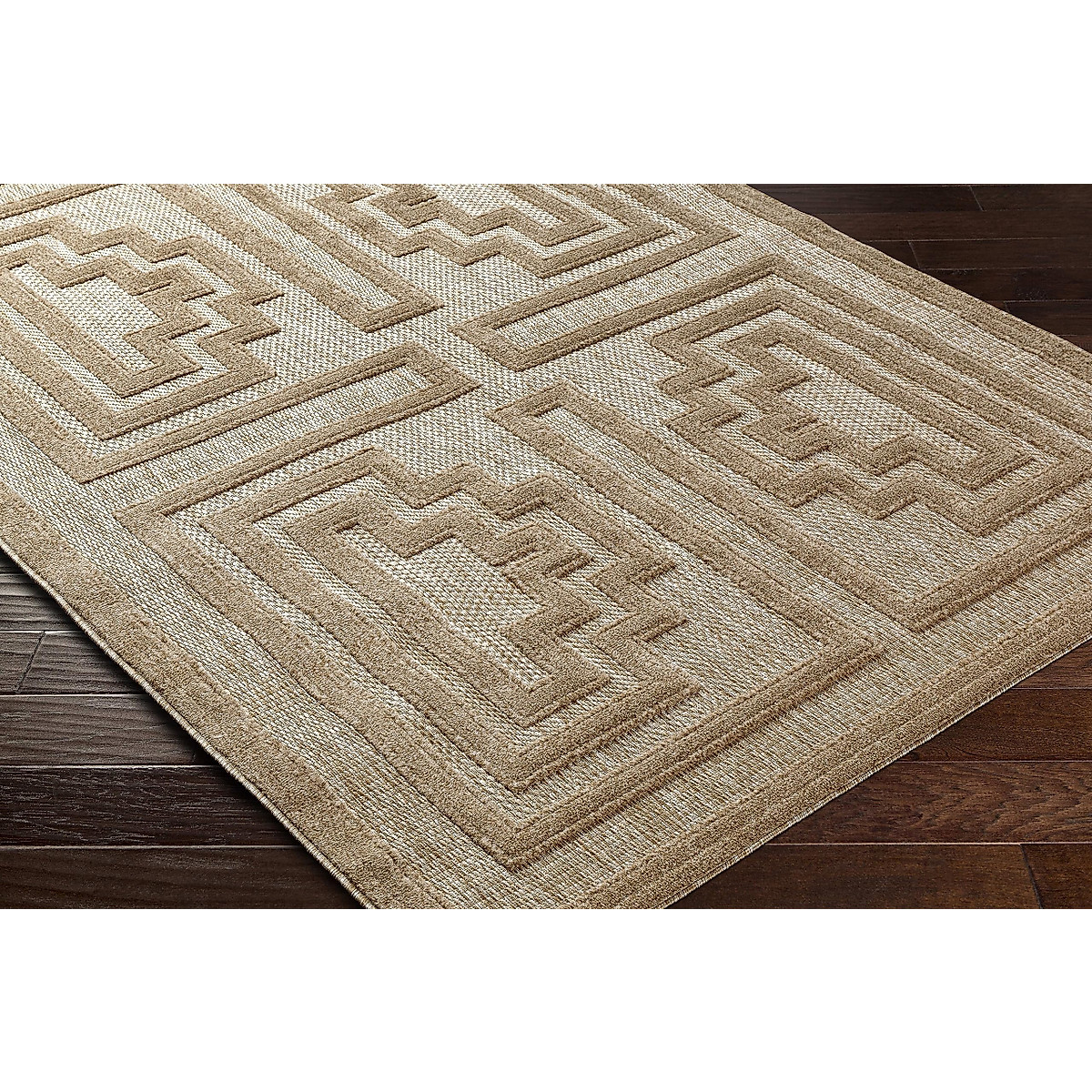 Mark&Day Outdoor Rugs, 8x10 Cassoday Modern Indoor/Outdoor Brown Area Rug, Non Shedding Brown Carpet for Patio, Porch, Deck, Bedroom, Living Room or Kitchen (7'10" x 10')