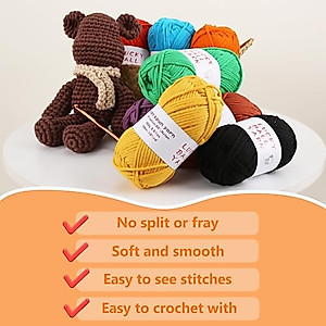 Yarn for Crocheting,100g Soft Yarn for Crocheting,Crochet Yarn for Sweater,Hat,Socks,Blankets(Brown with 1 Crochet Hook)