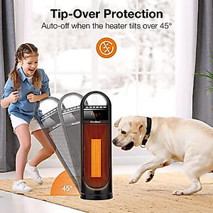 GiveBest 22'' Portable Tower Space Heater 1500W Ceramic Oscillating Electric Room Heater, 3 Modes, Remote Control, with Thermostat and Timer, Overheat & Tip-Over Protection for Bedroom, Office, Indoor