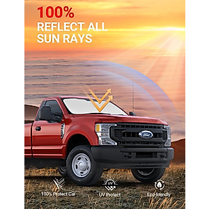 Proadsy 2024 Upgrade Front Windshield Sun Shade Foldable Sunshade Protector Custom Fit 2017-2024 Ford Super Duty F-250 F250 F-350 F350 F-450 F450 F-550 F550 2Door 4Door Pickup Accessories