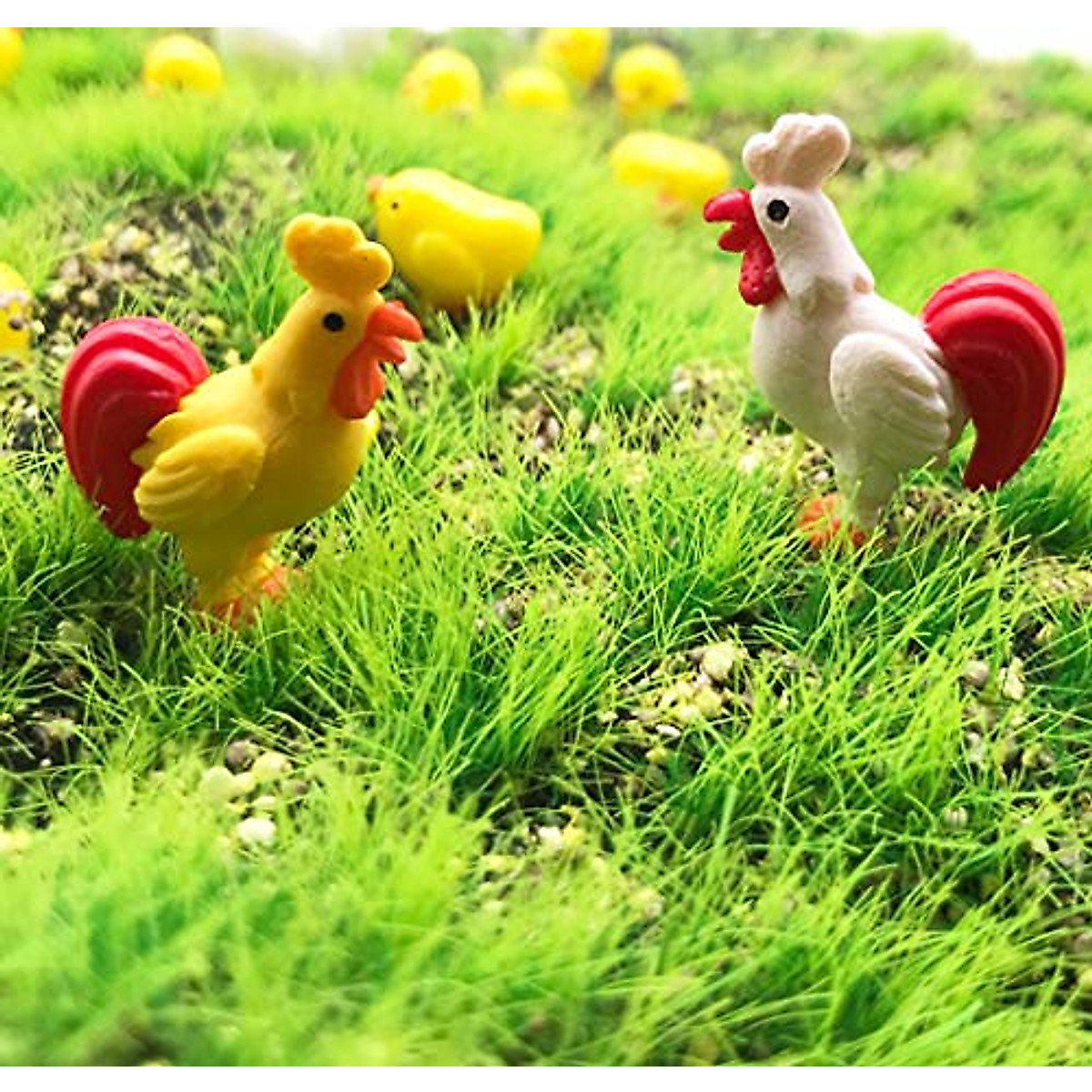 DoTebpa 22Pcs Miniature Family Chicken,Cock,Hen,Egg,Chicken Nest Ornament Micro Landscape Fairy Garden Décor