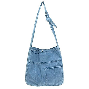 YunZh Denim Purse Tote Shoulder Handbag Shopping School Travel Pockets