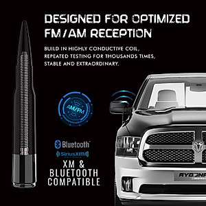RYDONAIR Antenna Compatible with Dodge RAM 1500 2500 3500 & Ford F150 F250 F350 Super Duty 1990 - Designed for Optimized FM/AM Reception - Carwash Safe - Anti-Scratch Metallic Paint