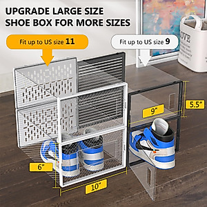 GTMOON Large Shoe Storage Boxes, 12 Pack Shoe Boxes Clear Plastic Stackable, Shoe Organizer Box for Closet, Stackable Sneaker Containers Case Bins with Lids, Great Alternative to Shoe Racks, White