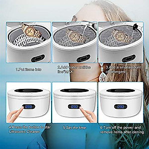 Ultrasonic Jewelry Cleaner -Silver Cleaner for Jewelry Rings Eyeglasses Watches Coins Tools Razors Earrings Necklaces Dentures,Waterproof with Five Digital Timer and 25 Ounces Tank