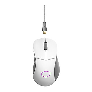 Cooler Master MM731 Wireless Gaming Mouse White, Adjustable 19,000 DPI, Palm|Claw Grip, 2.4GHz|Bluetooth, PixArt Optical Sensor, Ultraweave Cable, PTFE Feet, RGB Lighting (MM-731-WWOH1)
