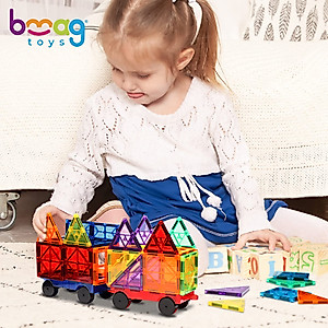 Bmag 2PCS Magnetic Car Set,Construction Vehicle Building Tiles,Magnet Toys Compatible with Magnetic Tiles,STEM Educational Toys for Boys and Girls