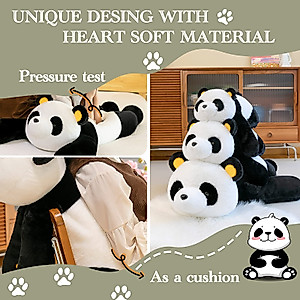 NXNYNZ Panda Stuffed Animal Plush, 25.6in Cute Soft White Hugging Panda Bear Plushies Pillow Toys Doll Kawaii Birthday Gift for for Adults Kids Boys Girls