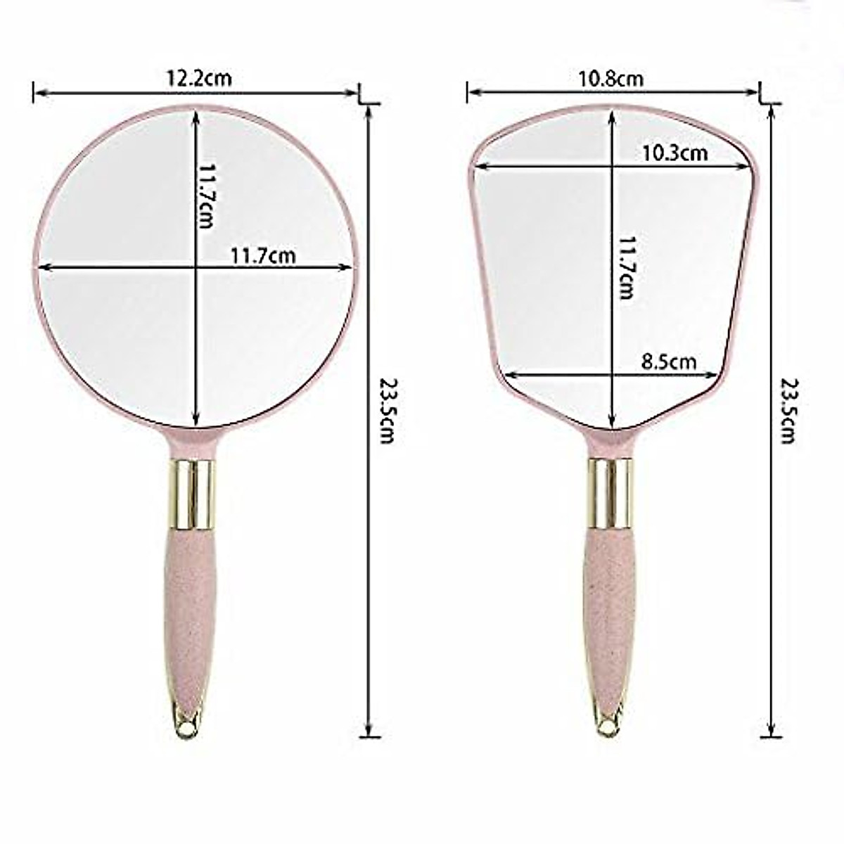 XPXKJ Handheld Mirror with Handle, for Vanity Makeup Home Salon Travel Use (Pink, Square)