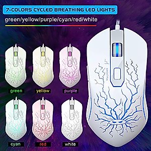 Gaming Keyboard and Mouse Combo, K1 RGB LED Backlit Keyboard with 104 Key Computer PC Gaming Keyboard for PC/Laptop(White)