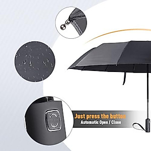 JBM Collapsible Umbrella Large Portable Auto Open Umbrella Compact Travel Umbrella Folding Sun & Rain Protection Windproof Double Reinforced Fiberglass Frame Umbrella for Adults