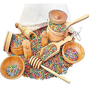 10 Piece - USA Made - Child Size Sensory Bin Tools - Sensory Bins - Wooden Sensory Bin Tools - Sensory Bin Toys - Sensory Tools - Toddler Sensory Bin - Learning Scooper -Montessori Toys for Toddler