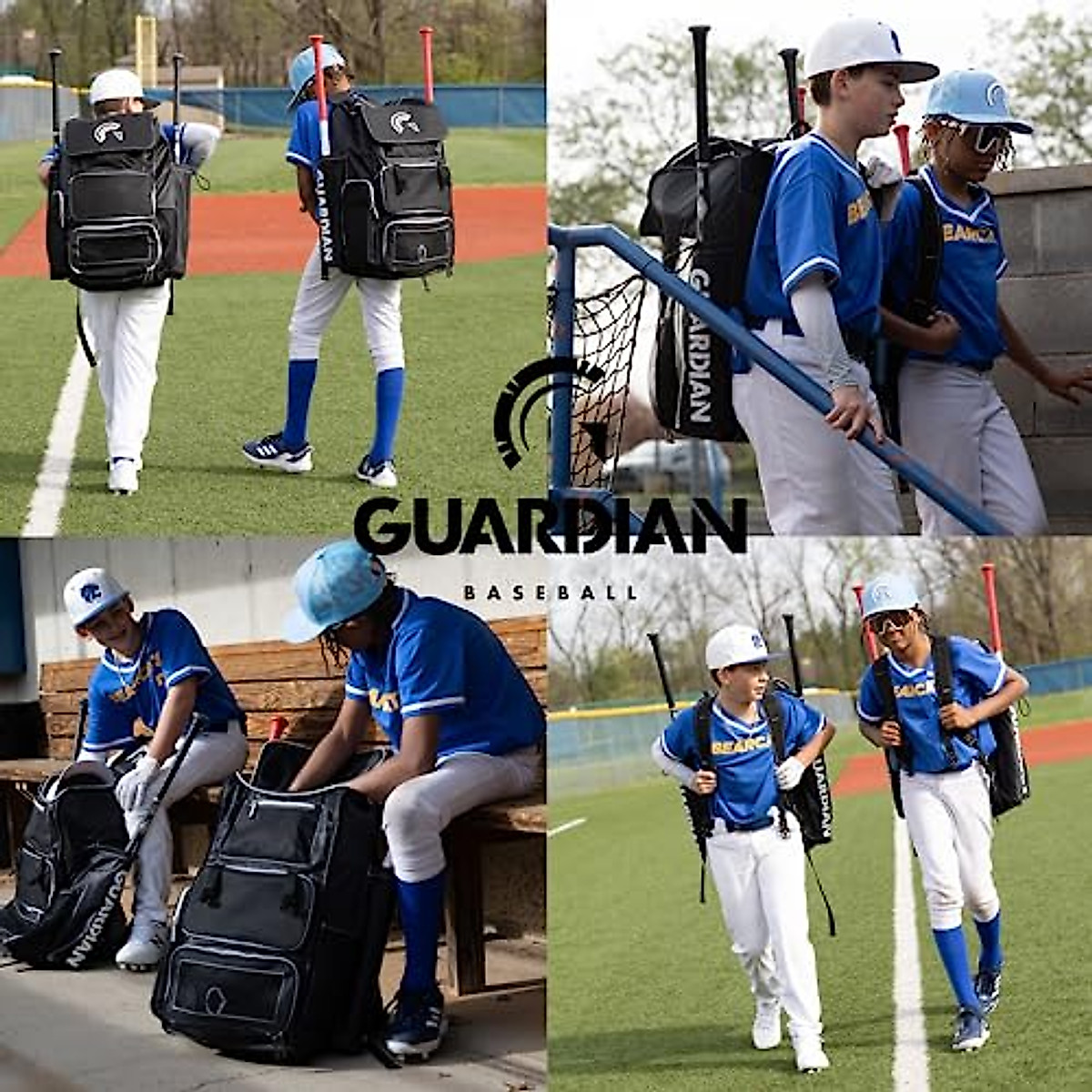 Guardian Baseball - Diamond Series Baseball/Softball Bat Bag - Boys Travel Baseball Bag - Softball Equipment Bag for Girls (Grey/Carolina Blue)