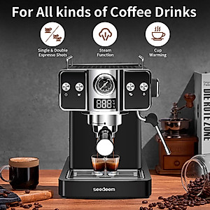 SEEDEEM Espresso Machine,20 Bar Espresso Maker with Milk Frother,Stainless Steel Latte and Cappuccino Machine with 1.8L(60 Fl Oz) Removable Water Tank