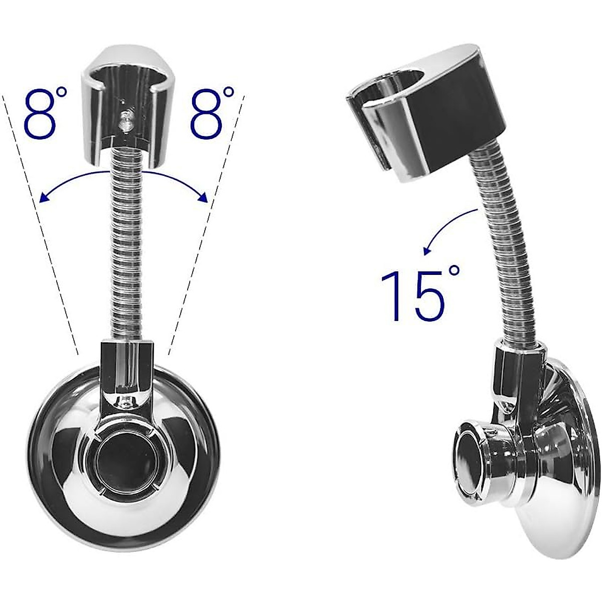 BathBeyond Adjustable Shower Head Holder - Universal Wall Mount with Flexible Vacuum Suction Cup & Adhesive Sticker, Easy Installation for Handheld Showers No-Drill Shower Accessory Shower Head Stand