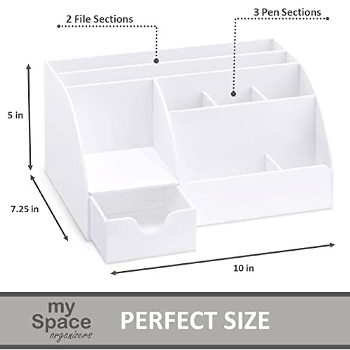 Office Desk Organizer, White Acrylic, with Drawer, 9 Compartments, All in One Office Supplies and Cool Desk Accessories Organizer, Pen Holder, Enhance Your Office Decor Desktop Organizer (White)