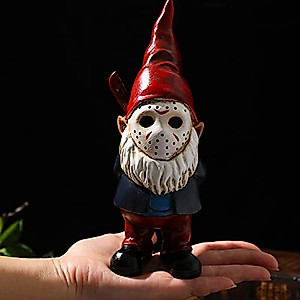 ULUZE Garden Gnomes Halloween Decorations Indoor for Home Horror Decor Funny Gnome 8" Tall - Red