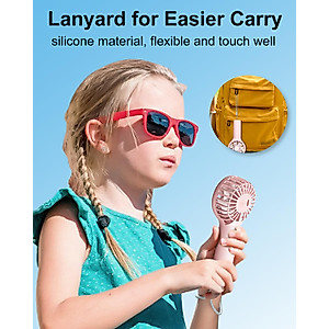 Zuvas Mini Portable Fan Rechargeable Small Handheld Fan 3 Speed Powerful Personal Fan Battery Operated USB Hand Fan for Outdoor Travel Makeup Eyelash Girls Children, Pink