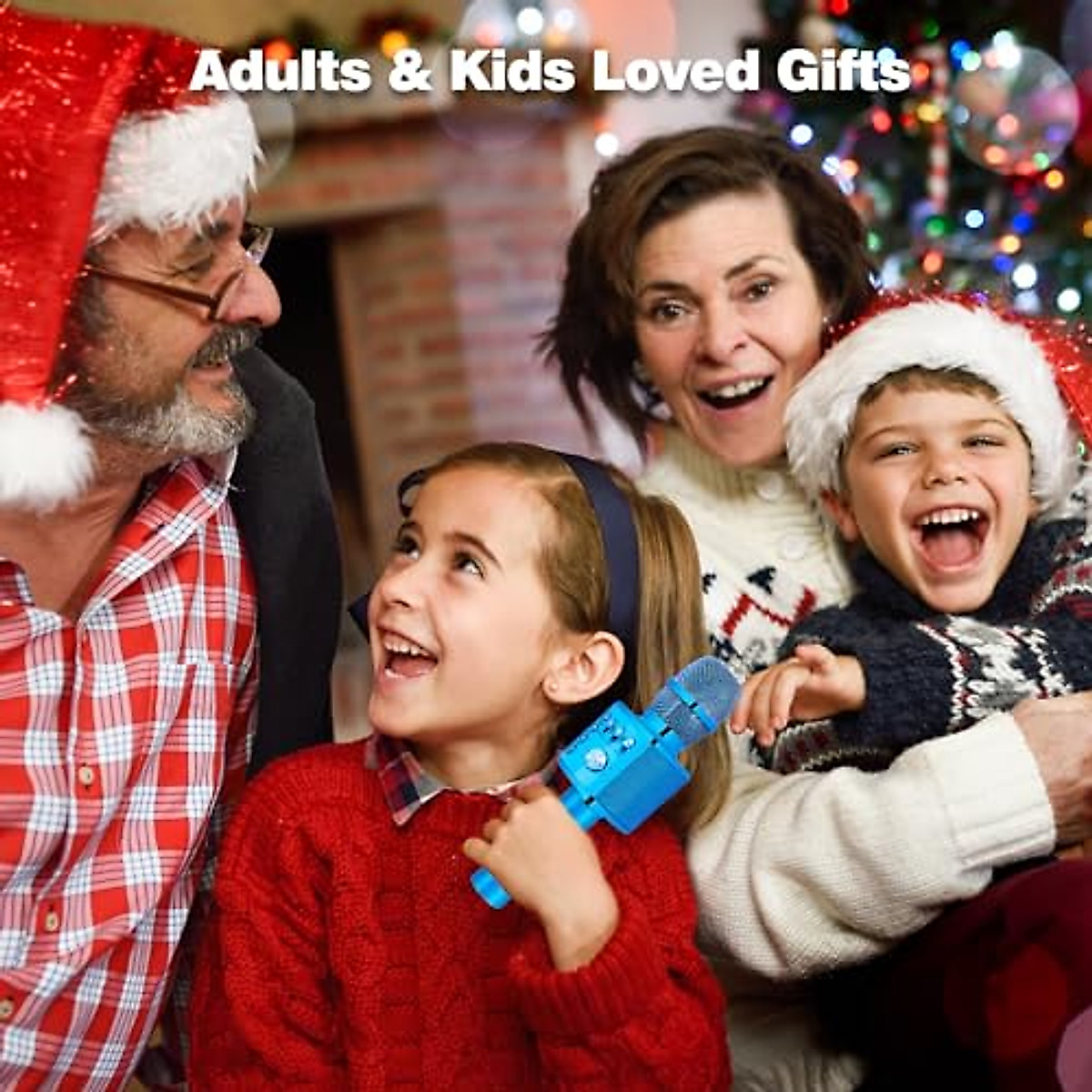 BONAOK Wireless Bluetooth Karaoke Microphone, 3-in-1 Portable Handheld Mic Speaker for All Smartphones,Gifts for Boys Kids Adults All Age Q37(Blue)