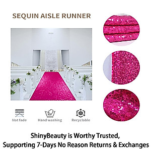 ShinyBeauty 4FTx15FT-Sequin Aisle Runner-Fuchsia Sparkly Carpet Runner for Wedding/Christmas/Thanksgiving Decor