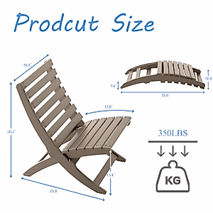FOLAWO Adirondack Xavier Chair, HDPE All Weather Portable Storage Outdoor Chairs, Folding Fire Pit Chairs for Beach Pool Camping Fishing Campfire Patio Indoor Lawn, Supports 350 lbs (Set of 2,Brown)