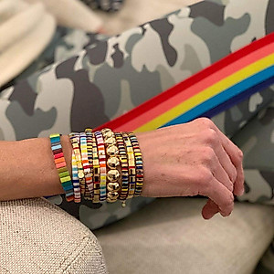 KELITCH Women Friendship Bracelets Tila Miyuki Beaded Bracelets Colorful Women Stretch Bracelets