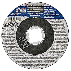 BOSCH TCWX1AL450 4-1/2 In. x 1/16 In. X-LOCK Metal Cutting Abrasive Wheel 46 Grit Compatible with 7/8 In. Arbor Type 1A (ISO 41) for Applications in Aluminum Cutting
