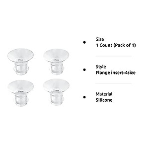 Silicone Flange Insert 15mm/17mm/19mm/21mm 4pcs Wearable Breast Pump Accessories,Compatible with S9/S10/S12/S4DW,Electric Breast Pump Parts Replace (4 Size Set)