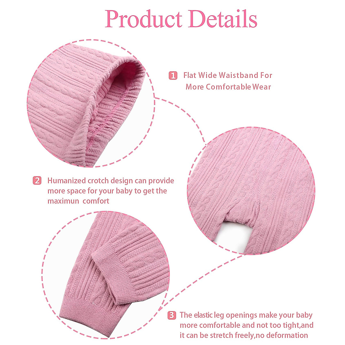 Auranso Girls Leggings 4Pack Knit Tights Pink-Grey-Dark Grey-Black 6-8 Years