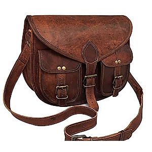 VC 14 Inch Leather crossbody bags Purse Women Shoulder Bag Satchel Ladies Tote Travel Purse full grain Leather