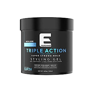E Elegance Earth Fragrance Triple Action Hair Gel for Men And Women - Super Strong Hold, Extreme Volume, And Long Lasting Shine - Flake Free And Refreshing Fragrance - All Hair Types, 16.9 oz
