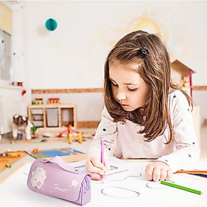 Teblacker 2 Pcs Cute Pencil Case with Handle, Kawaii Pencil Bag Large Pencil Pouch Pens Organizer Storage Bag with Stress Relief Doll for Girls Kids Teen School Supply