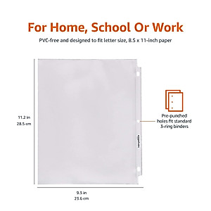 Amazon Basics Sheet Protector - Heavy Duty, Non-Glare, 100-Pack