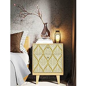 White and Gold Peel and Stick Contact Paper Self Adhesive Boho Wallpaper Removable Vinyl Film Decorative Shelf Drawer Liner Sticker 17.7 inch x 118 inch (White and Gold, 17.7 x 118 inch)