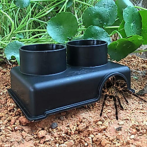 POPETPOP Panda Bear Stuffed Animal Reptile Hideaway,3-in-1 Reptile Hide with Water and Food Bowls-Reptile Dish Plastic for Snake Spider Lizard Scorpion Observation Box Stuffed Animals
