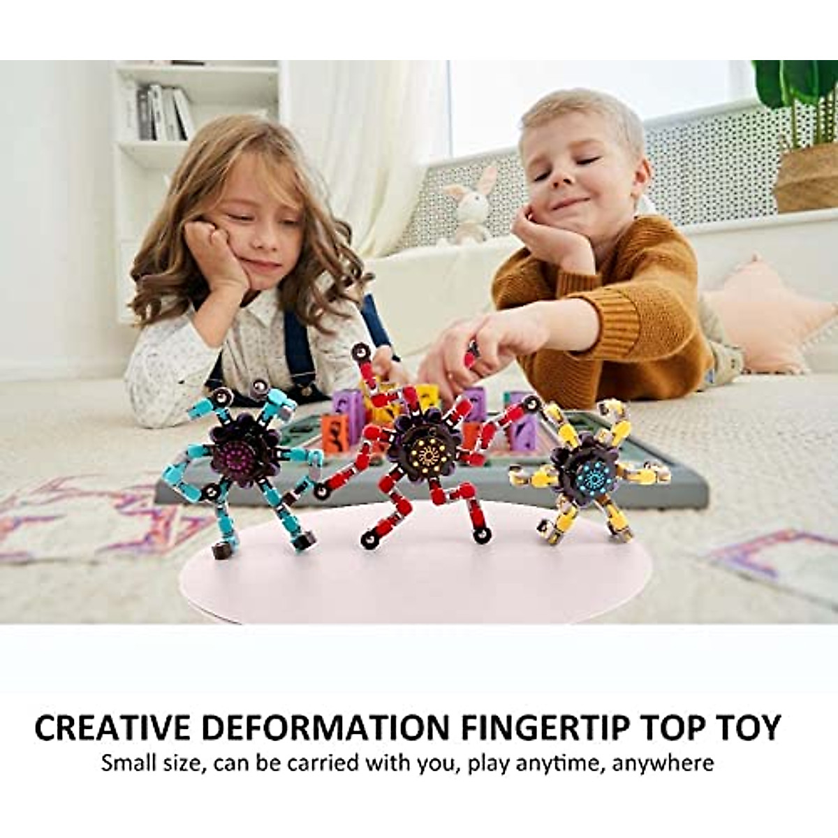 Interesting Sensory fingertip Spinning Toy, Finger Spinning Toy Spinning top Toy, with deformable Chain, Mechanical Spiral Twister, fingertip gyro, Children's Adult Decompression Toy (4)