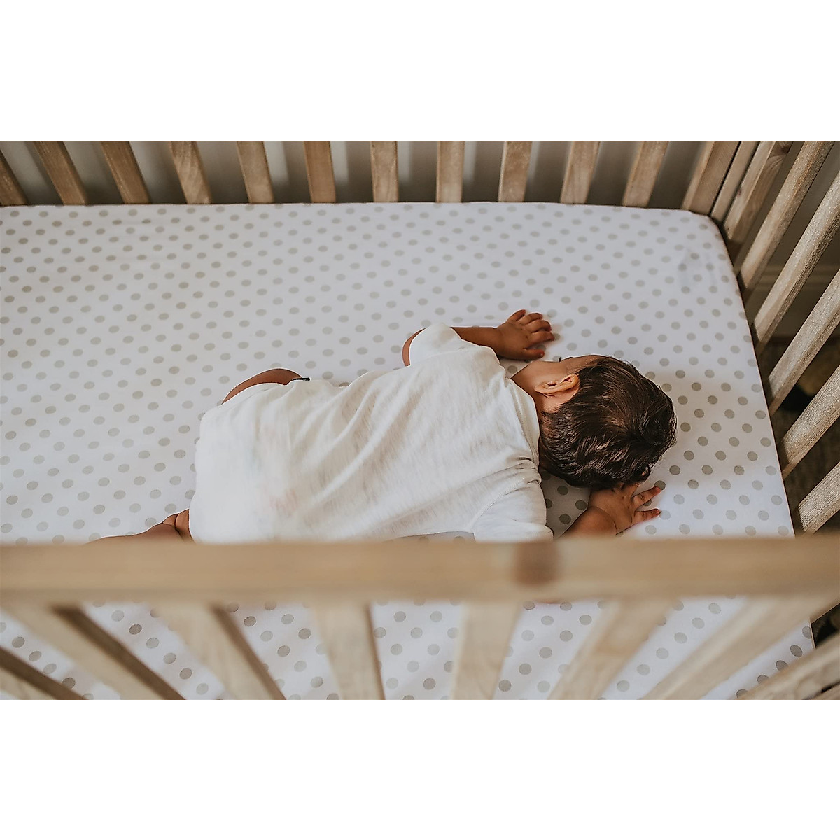 NODNAL CO. 3 Fitted Crib Sheets Gray Set - 100% OEKO-TEX Cotton for Baby Girl/Boy Nursery Bedding - Gender Neutral Chevron, Polka Dot & Stripe - Standard Baby or Toddler Crib Mattress 28”x52”x9” Sheet