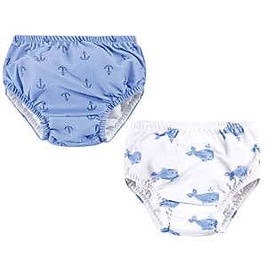 Hudson Baby Unisex Baby Swim Diapers, Blue Whale Navy Anchor, 12-18 Months
