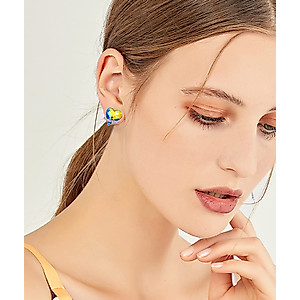 Earrings for Women,Infinity Love Heart Austria Crystal,925 Sterling Silver Stud Earrings,Anniversary Birthday Graduation Jewelry Gifts for Her (Aurore Boreale)