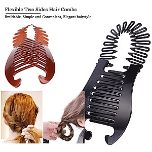 Aaiffey 4pcs Banana Hair Clips Flexible Banana Clips Fishtail Hair Clip Ponytail Holder Vintage Clincher Hair Combs Clip for Thick Fine Curly Hair Double Banana Clip Set for Women Girls