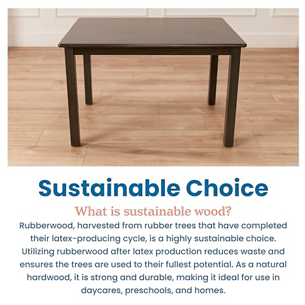 ECR4Kids 24in x 36in Rectangular Hardwood Table with 22in Legs, Kids Furniture, Grey Wash