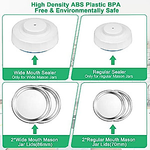 Mason Jar Electric Vacuum Sealer, Portable Food Vacuum Sealer Kit, Attachment Hose Compatible Vacuum Sealer Jars, for Regular Mouth and Wide Mouth Mason Jars with Electric Vacuum Pump and Lid opener